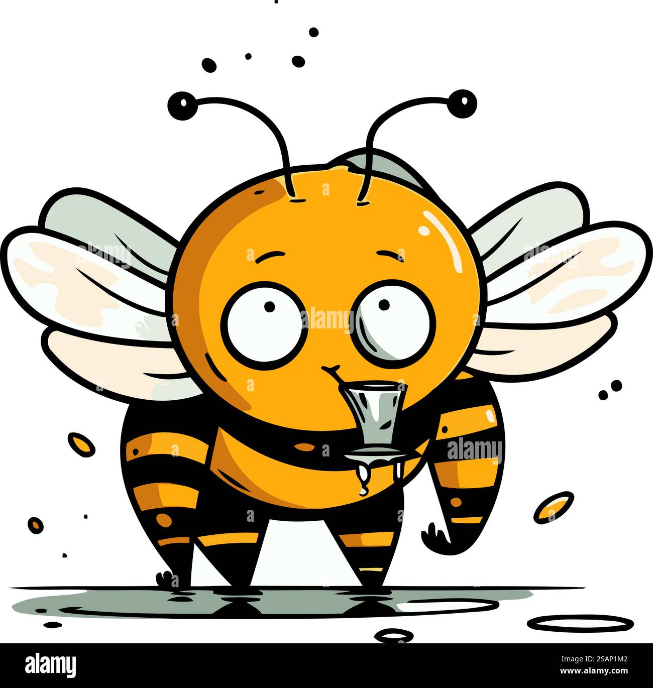 Vector illustration of cute cartoon bee. Isolated on white background ...