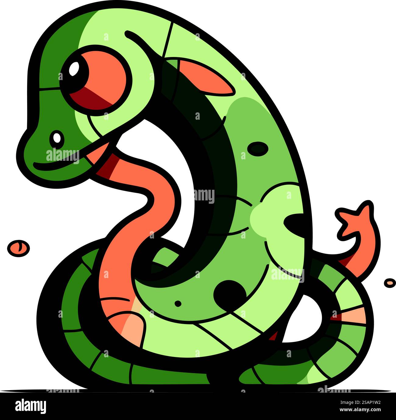 Cute cartoon snake. Vector illustration isolated on a white background ...