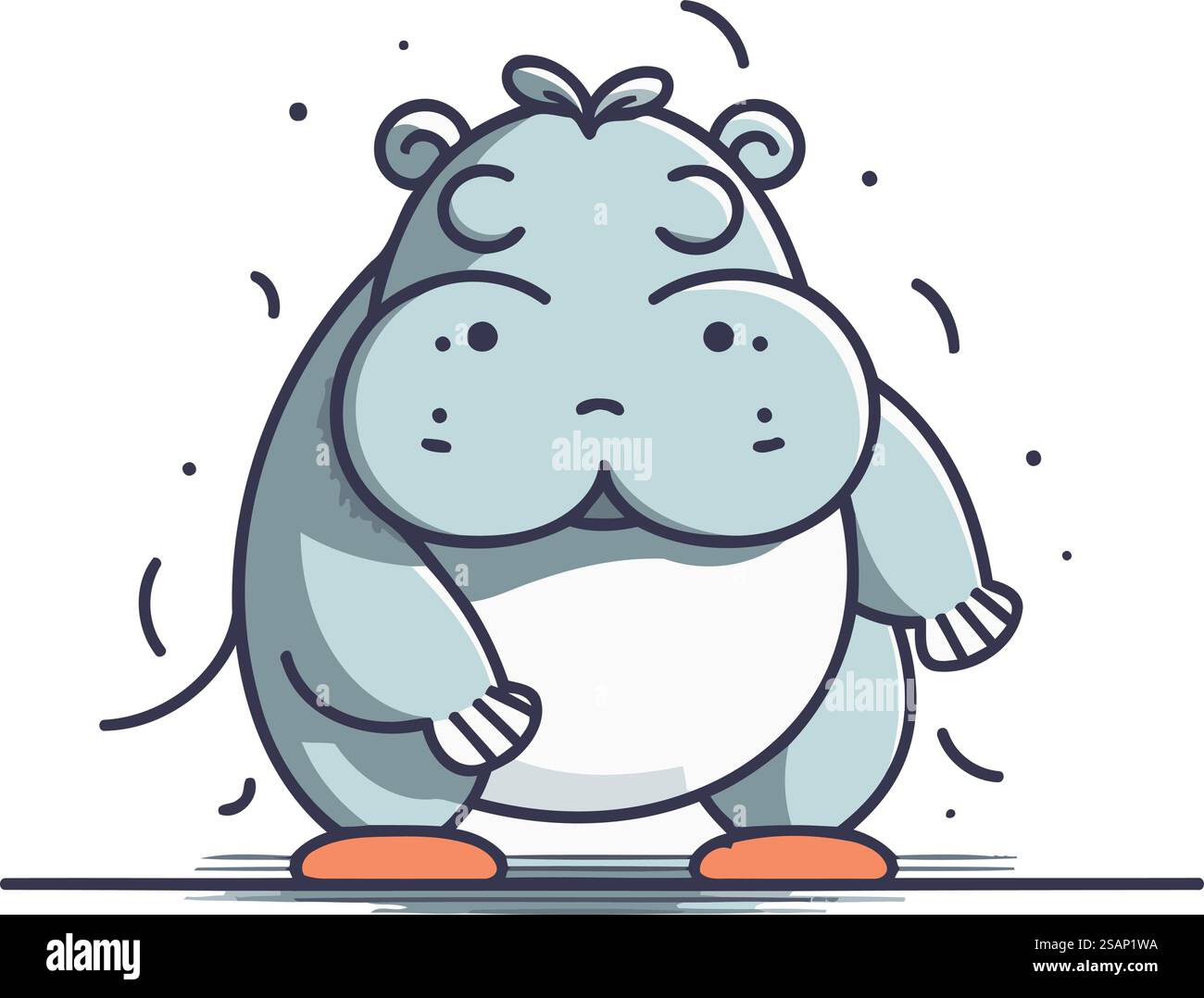 Cute hippopotamus. Cartoon character. Flat design. Vector illustration ...