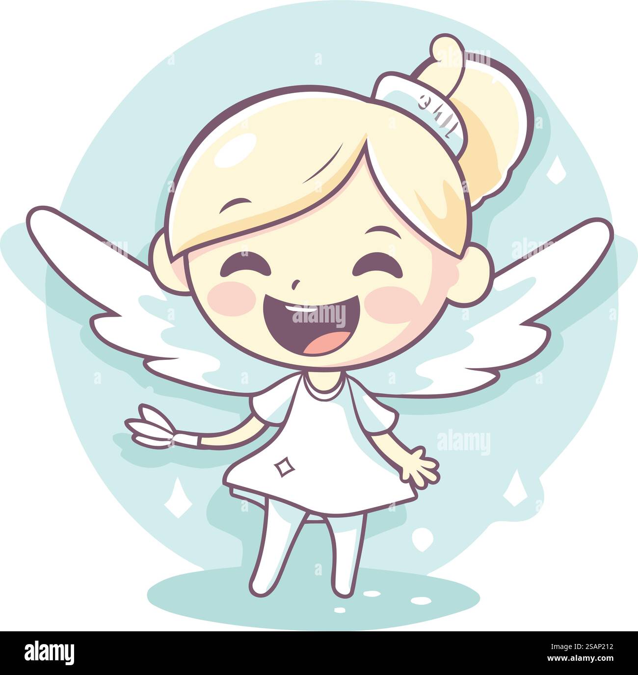 Cute little angel girl vector illustration. Cartoon style. Vector ...