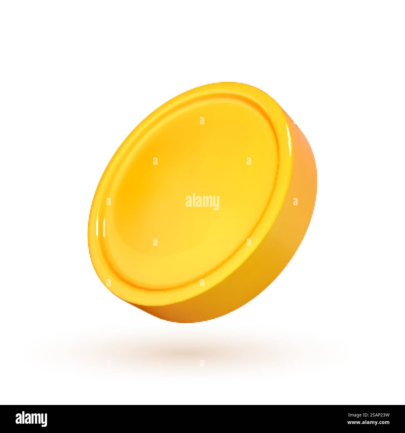 3D cartoon gold coin isolated on white background. Vector 3d illustration Stock Vector Image ...