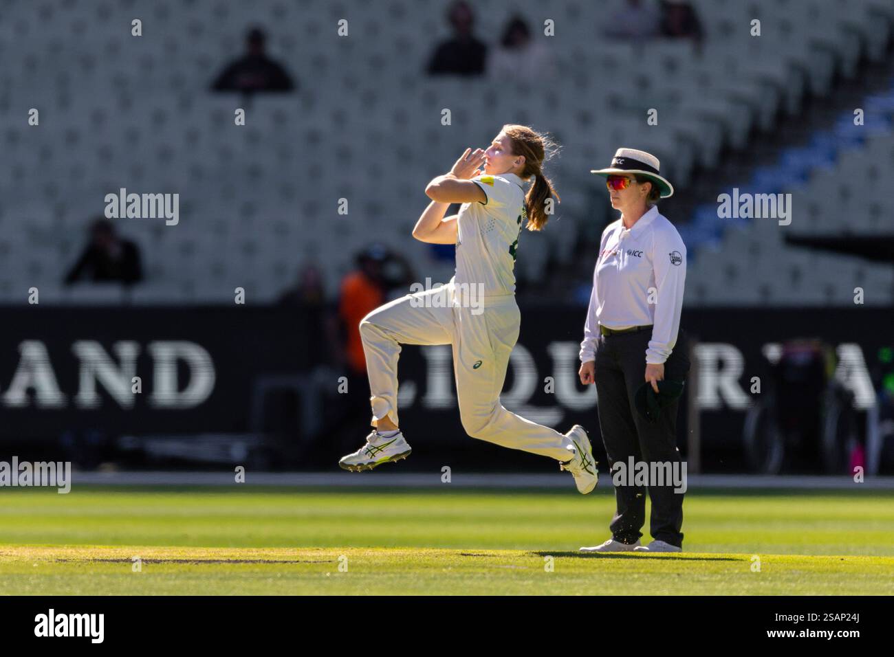 MELBOURNE, AUSTRALIA - JANUARY 30: Darcie Brown of Australia bowls ...