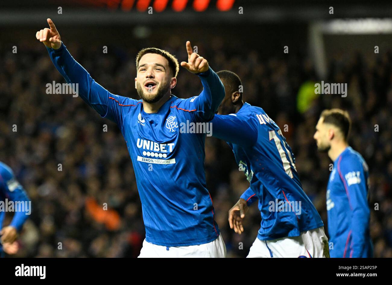 Glasgow, UK. 30th Jan, 2025. Nicolas Raskin of Rangers scores the ...