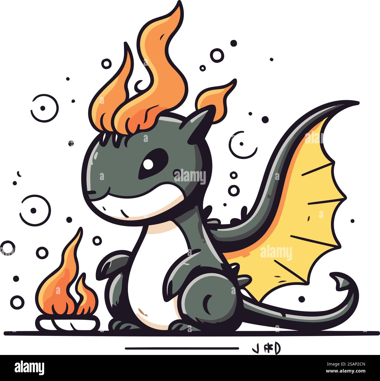 Dragon with fire icon. Cartoon of dragon with fire vector icon for web ...