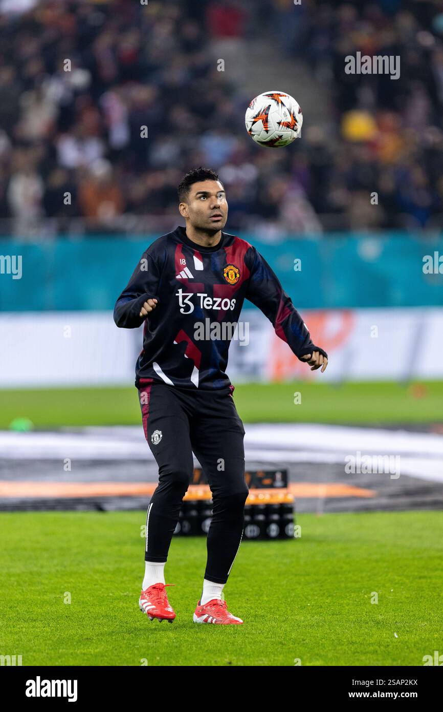 Casemiro of Manchester United warming up during the UEFA Europa League ...