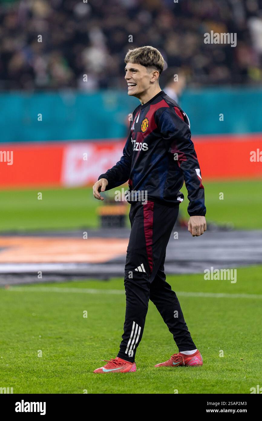 Alejandro Garnacho of Manchester United warming up during the UEFA ...
