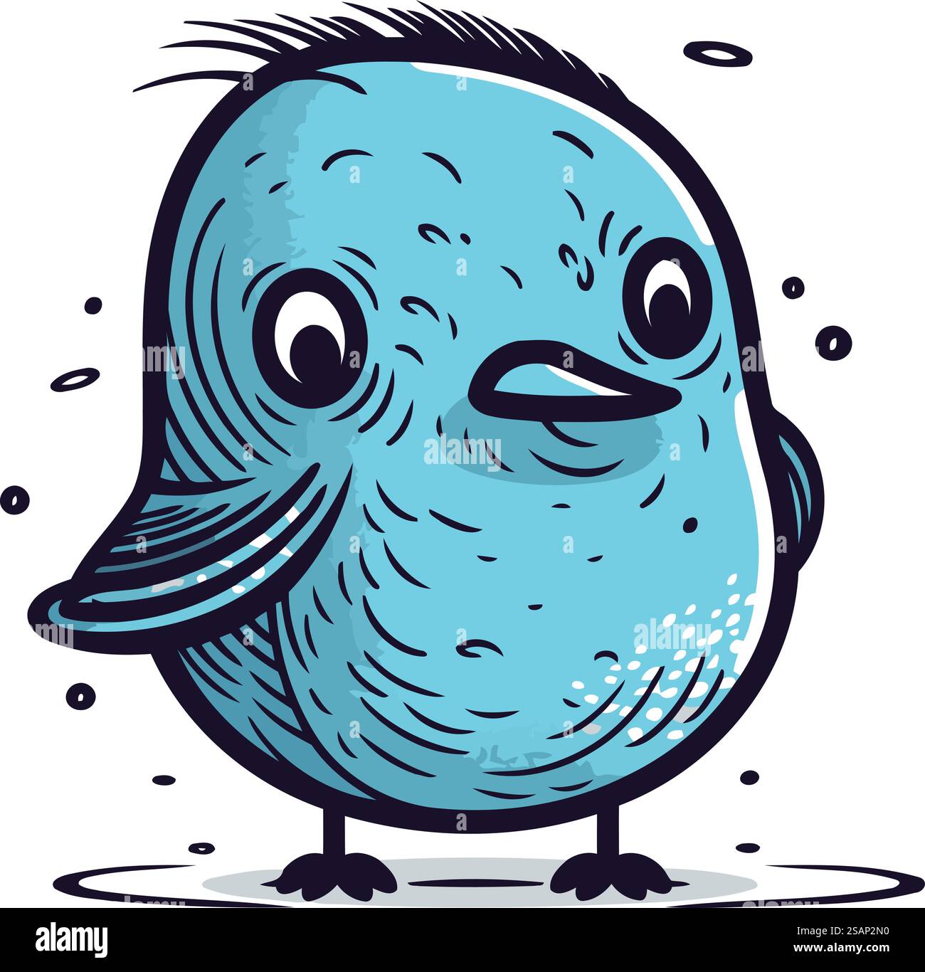 Cute blue bird cartoon vector illustration. Isolated on white ...