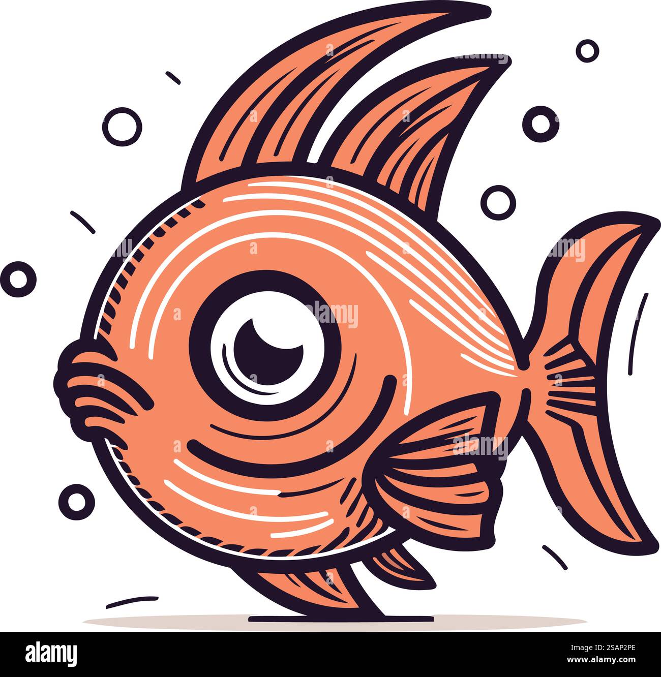 Cartoon funny fish. Vector illustration. Isolated on white background ...