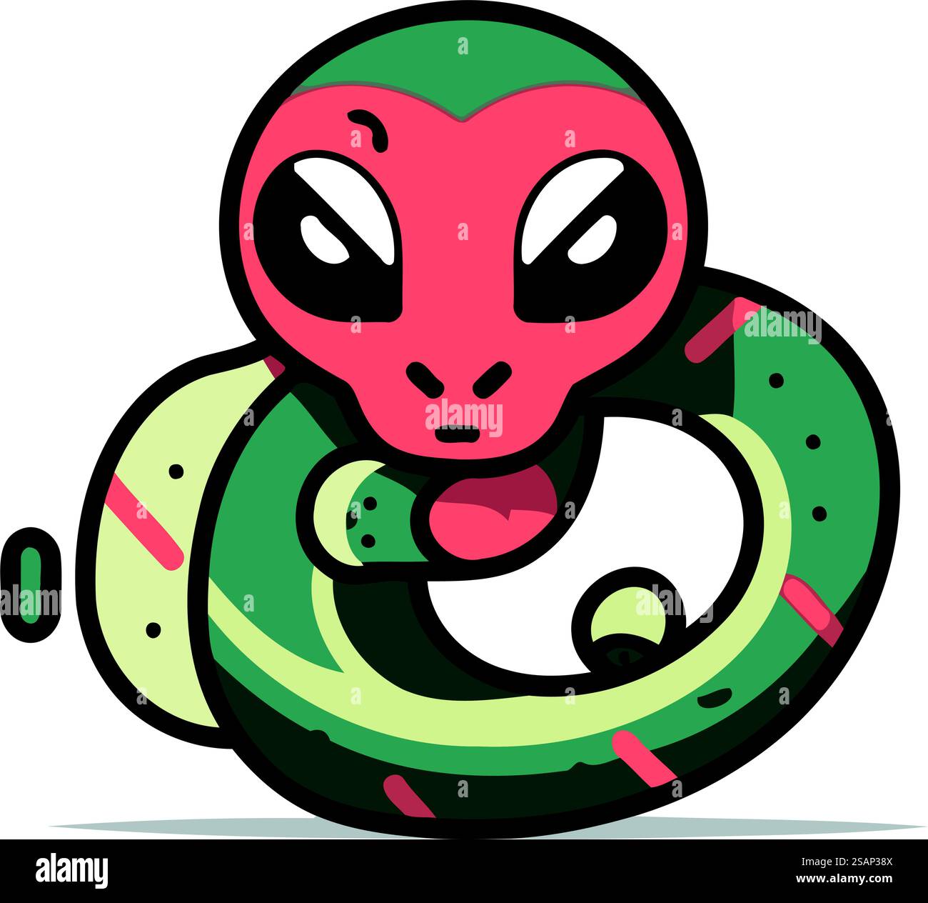 Cute cartoon snake. Vector illustration. Isolated on white background ...