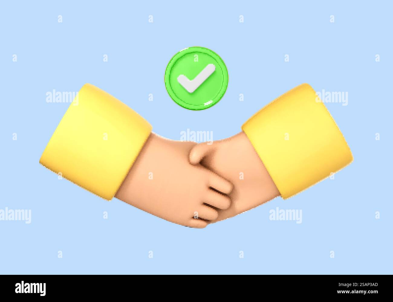 Handshake isolated on blue background. Approval gesture icon. Business concept of partnership ...