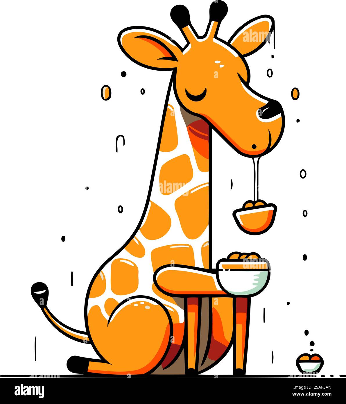 Cute giraffe with a bowl of milk. Vector illustration Stock Vector ...