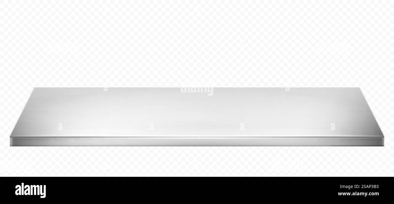 Metal kitchen tabletop isolated on transparent background. Steel table ...