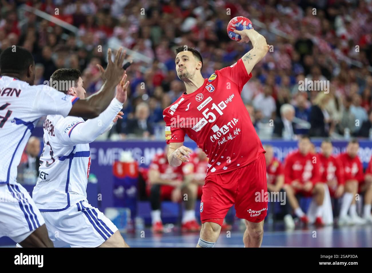 Zagreb, Croatia. 30th Jan, 2025. Ivan Martinovic of Croatia shoots ...