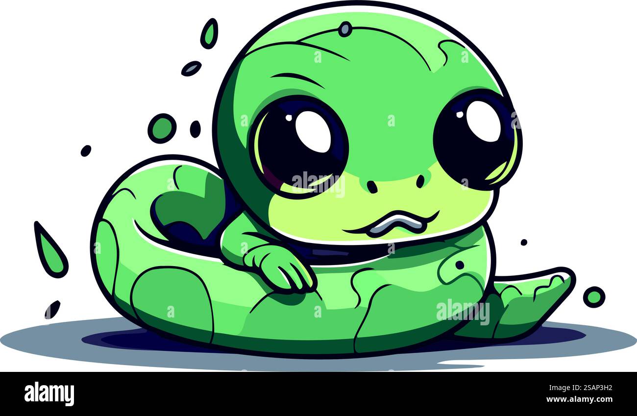 Cute cartoon snake. Vector illustration isolated on a white background ...