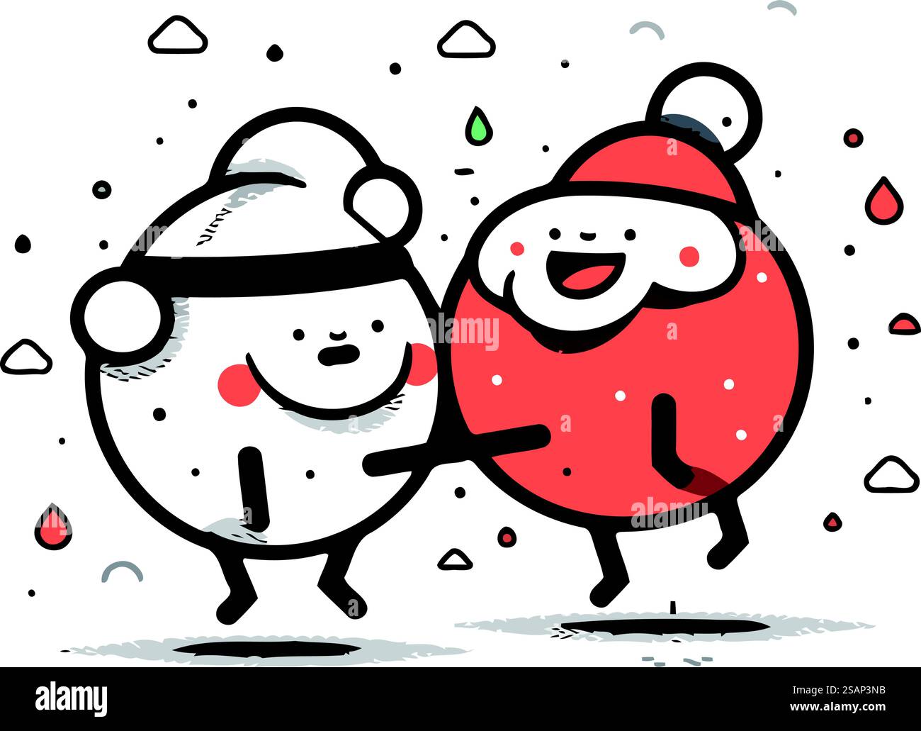 Cute cartoon Santa Claus and Snowman. Vector Illustration Stock Vector ...