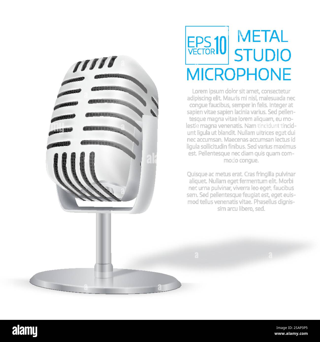 Vintage silver studio microphone. 3D realisic vector illustration ...