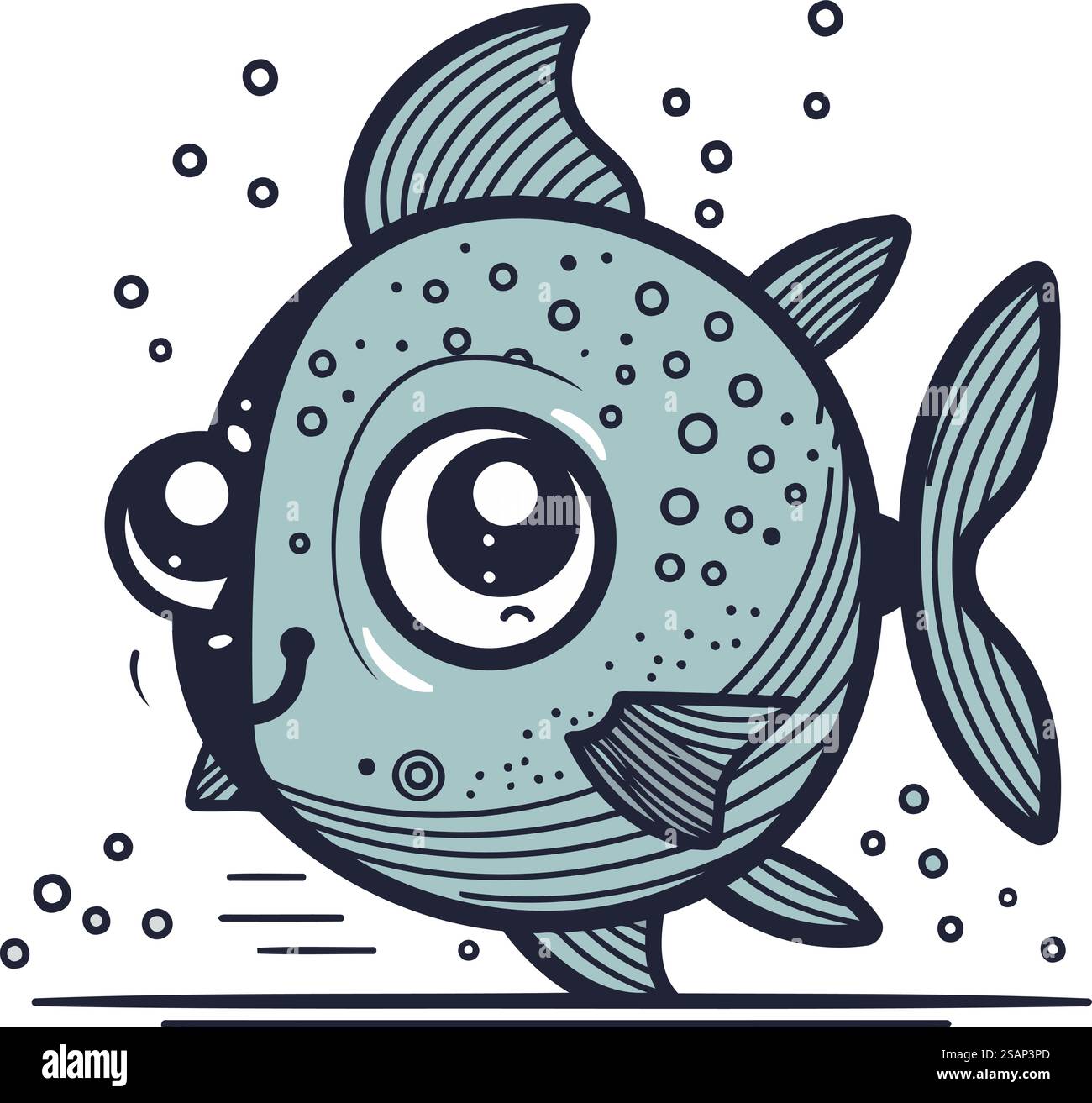Cute cartoon fish. Vector illustration isolated on a white background ...