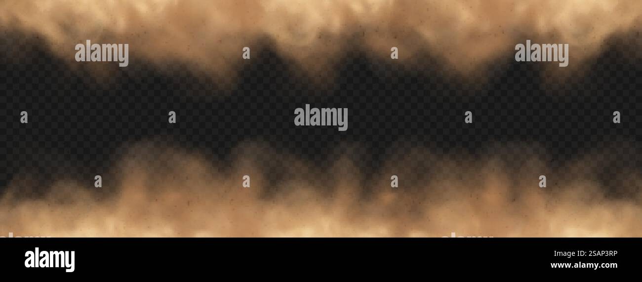Vector sandy dust cloud. Clouds with dust particles. Sandstorm isolated on transparent ...