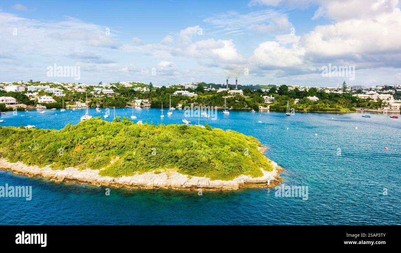 View from cruise ship approaching the port of Hamilton, Bermuda Stock ...