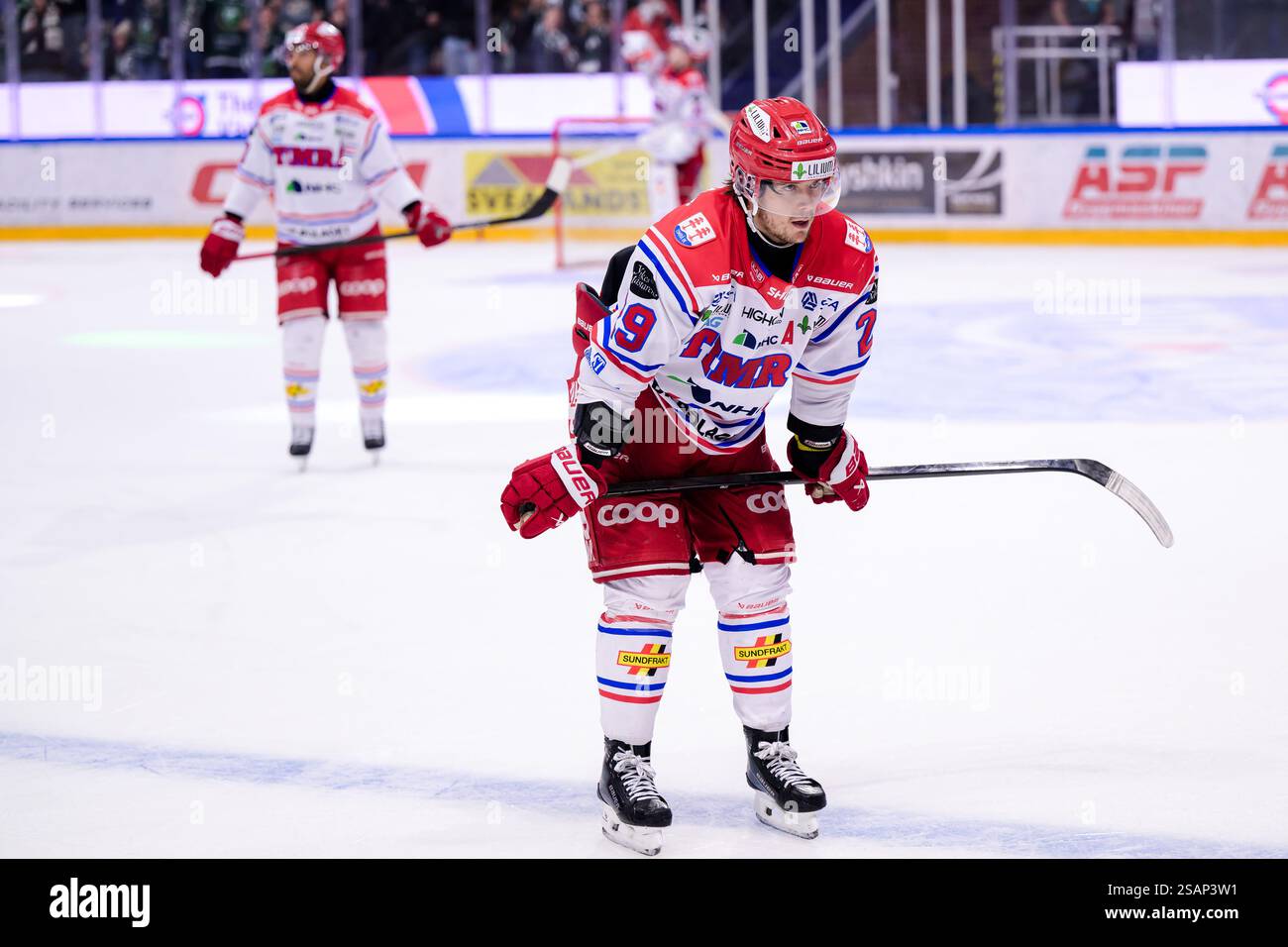 Karlstad, Sverige. 30th Jan, 2025. 250130 Timrås Filip Hållander deppar under ishockeymatchen i ...