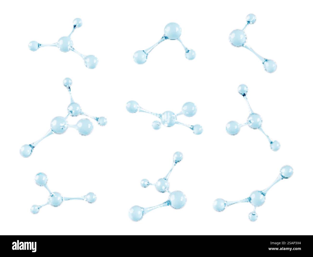 Set Of Glass Molecule Model 3d Abstract Molecular Structures Isolated