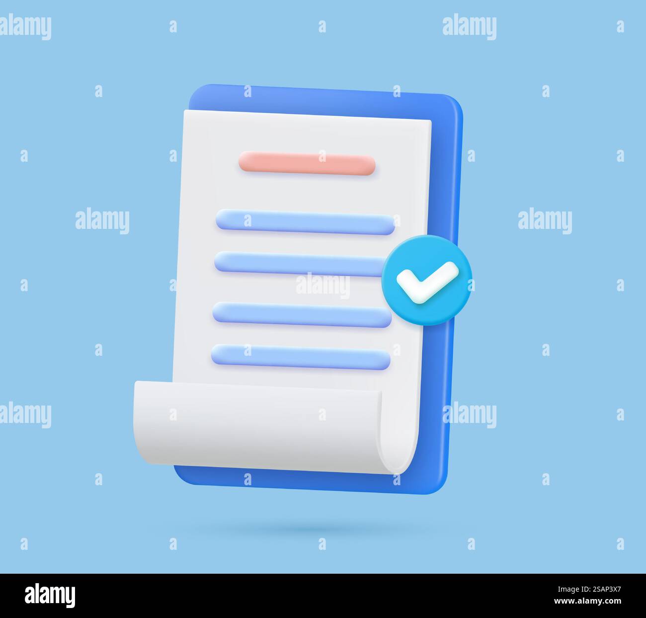 Checklist on 3d clipboard paper. Document in test form with check marks ...