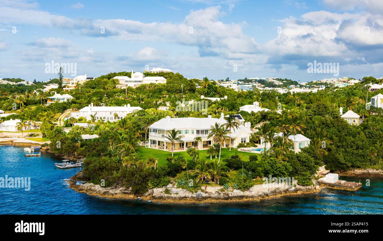 View from cruise ship approaching the port of Hamilton, Bermuda Stock ...