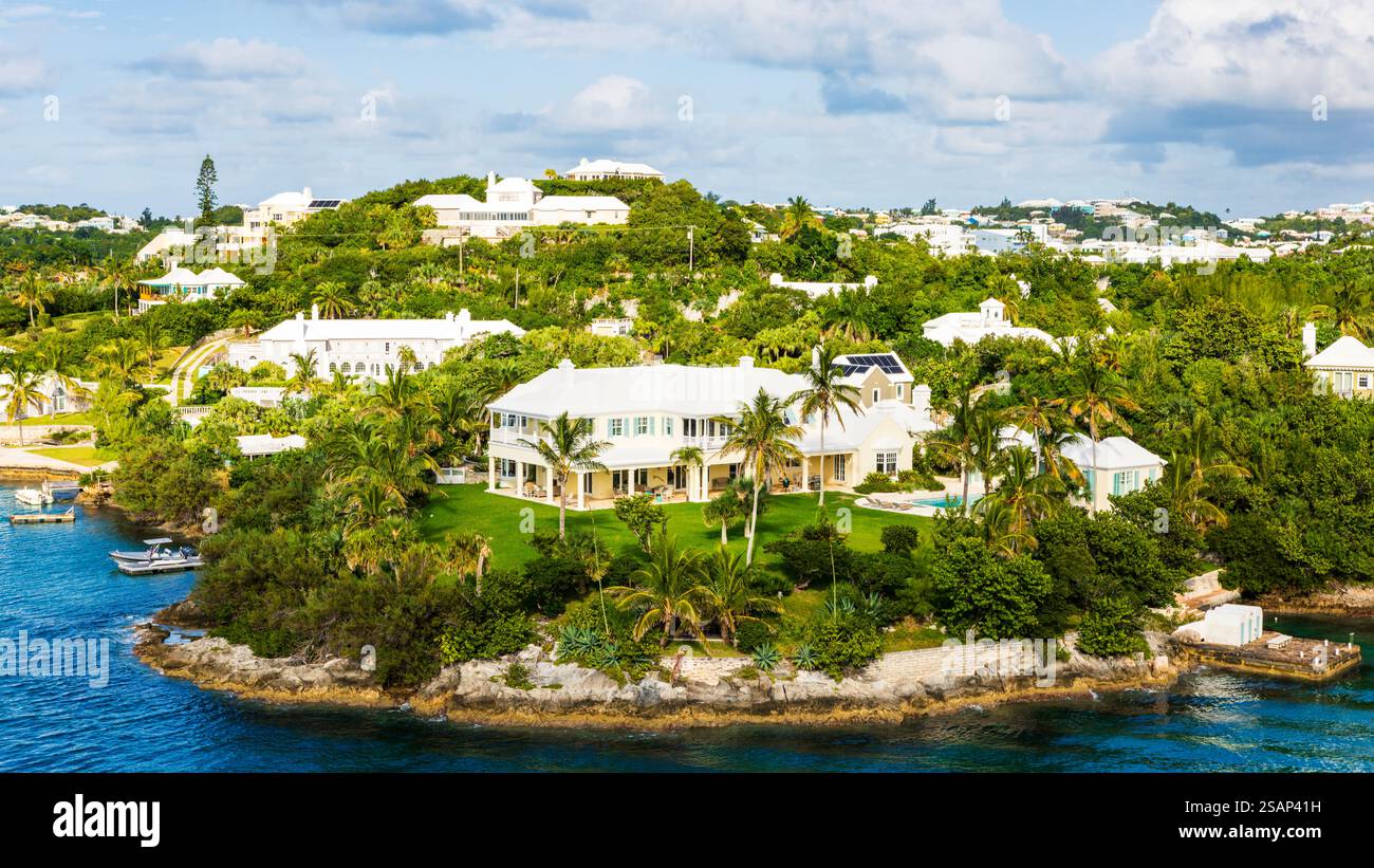 View from cruise ship approaching the port of Hamilton, Bermuda Stock ...