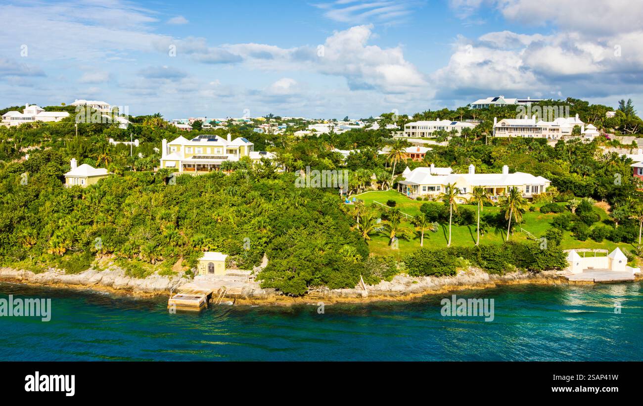 View from cruise ship approaching the port of Hamilton, Bermuda Stock ...