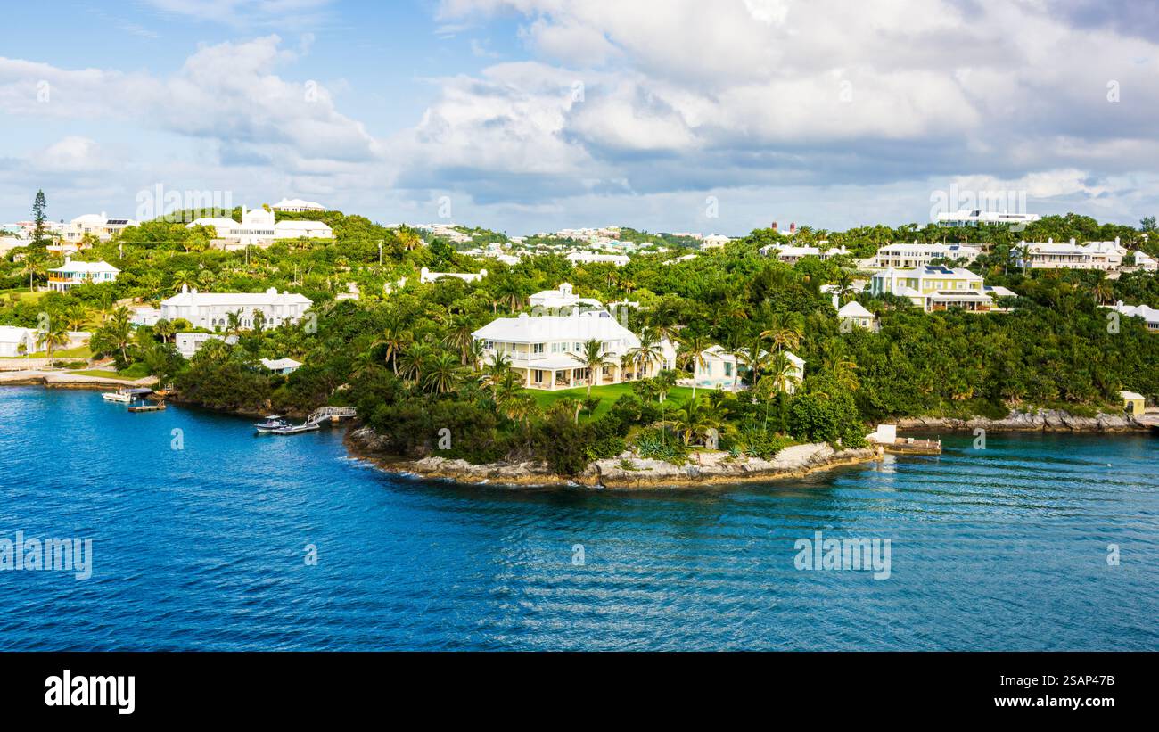 View from cruise ship approaching the port of Hamilton, Bermuda Stock ...