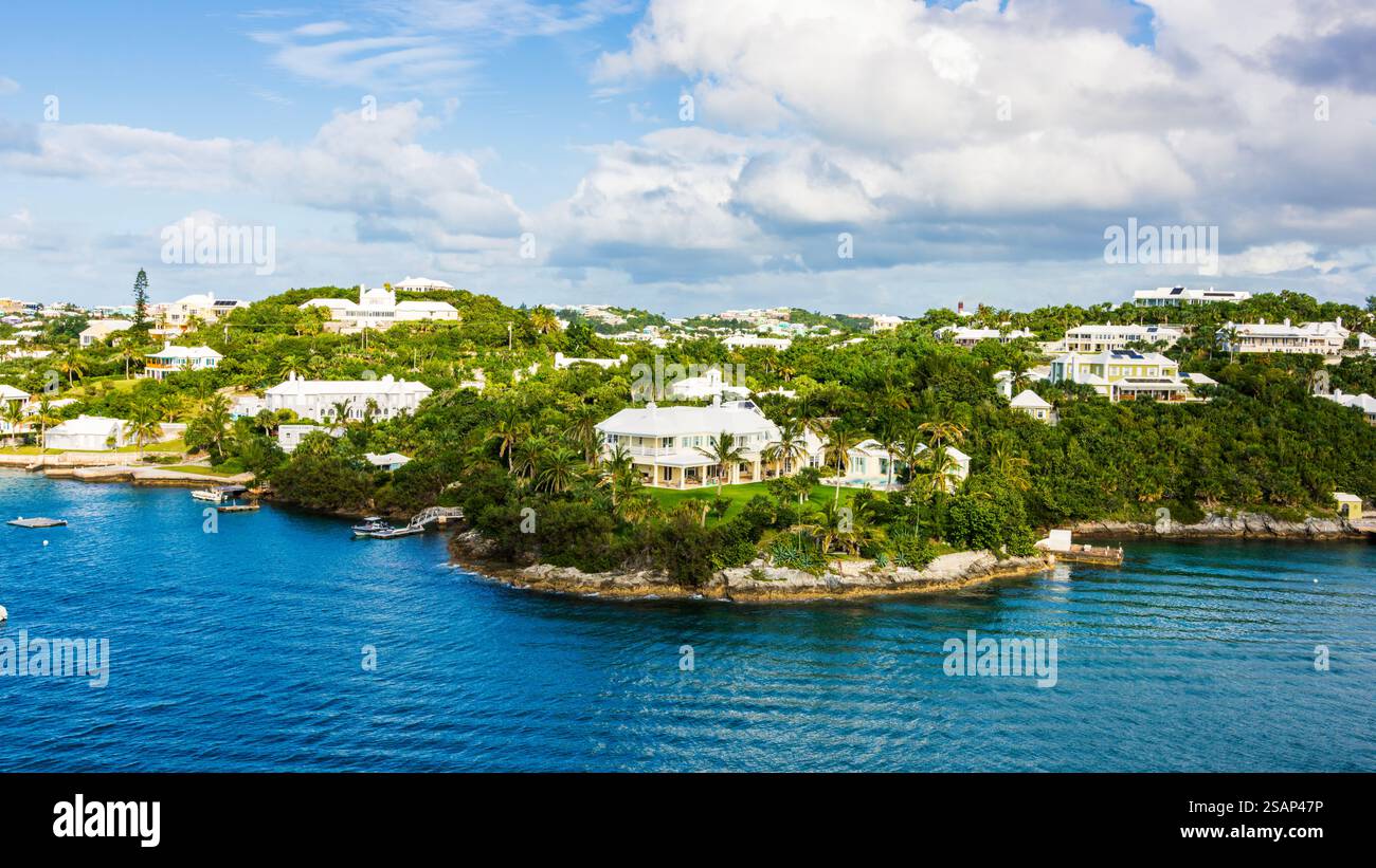 View from cruise ship approaching the port of Hamilton, Bermuda Stock ...