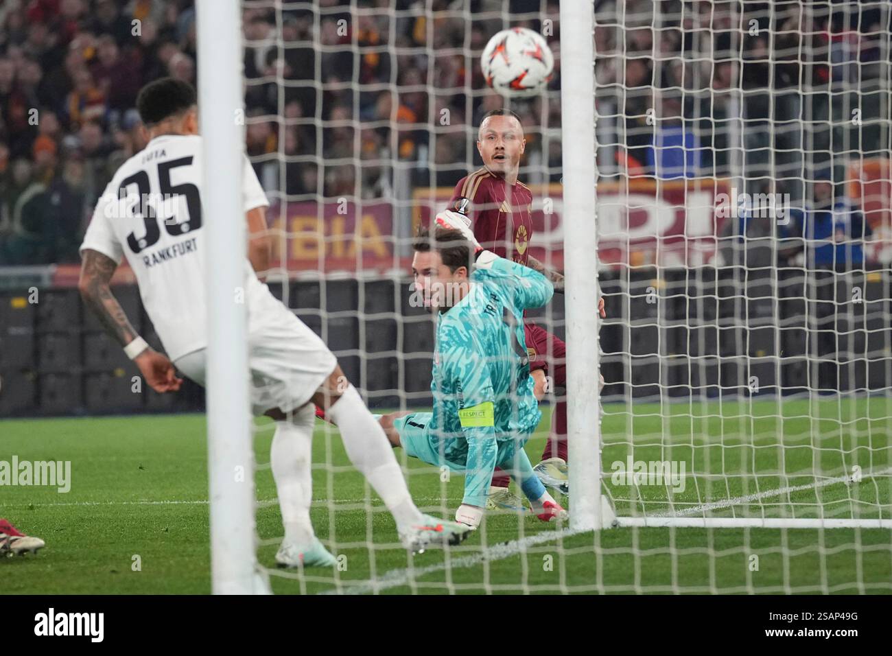 Roma's Angelino scores his side's first goal during an Europa League ...