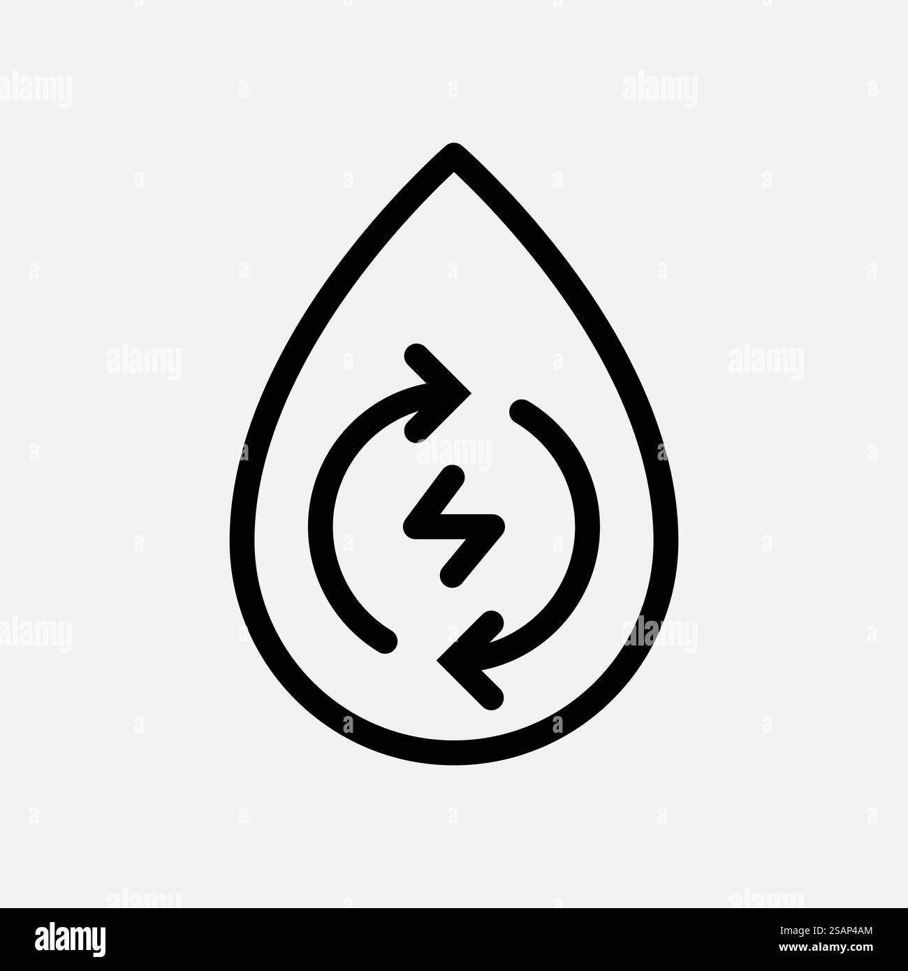 water recycle energy icon line, free energy, ecology, renewable and ...