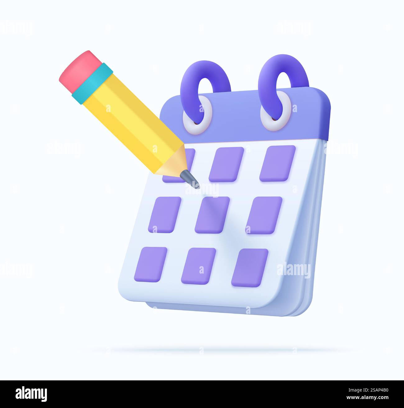3d Daily calendar plan blank paper with pencil icon. Modern design, 3d ...