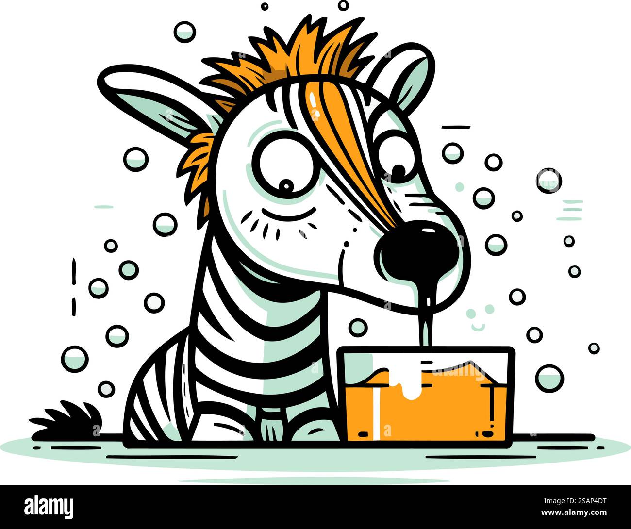 Zebra with a box of food. Vector illustration in cartoon style Stock ...