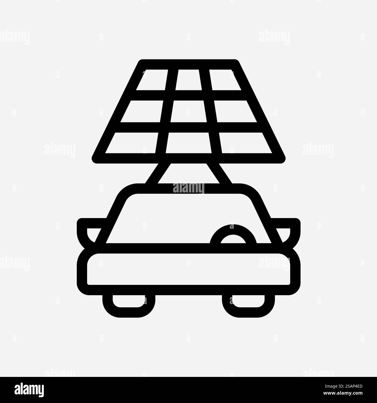 electric car solar energy icon line, free energy, ecology, renewable ...