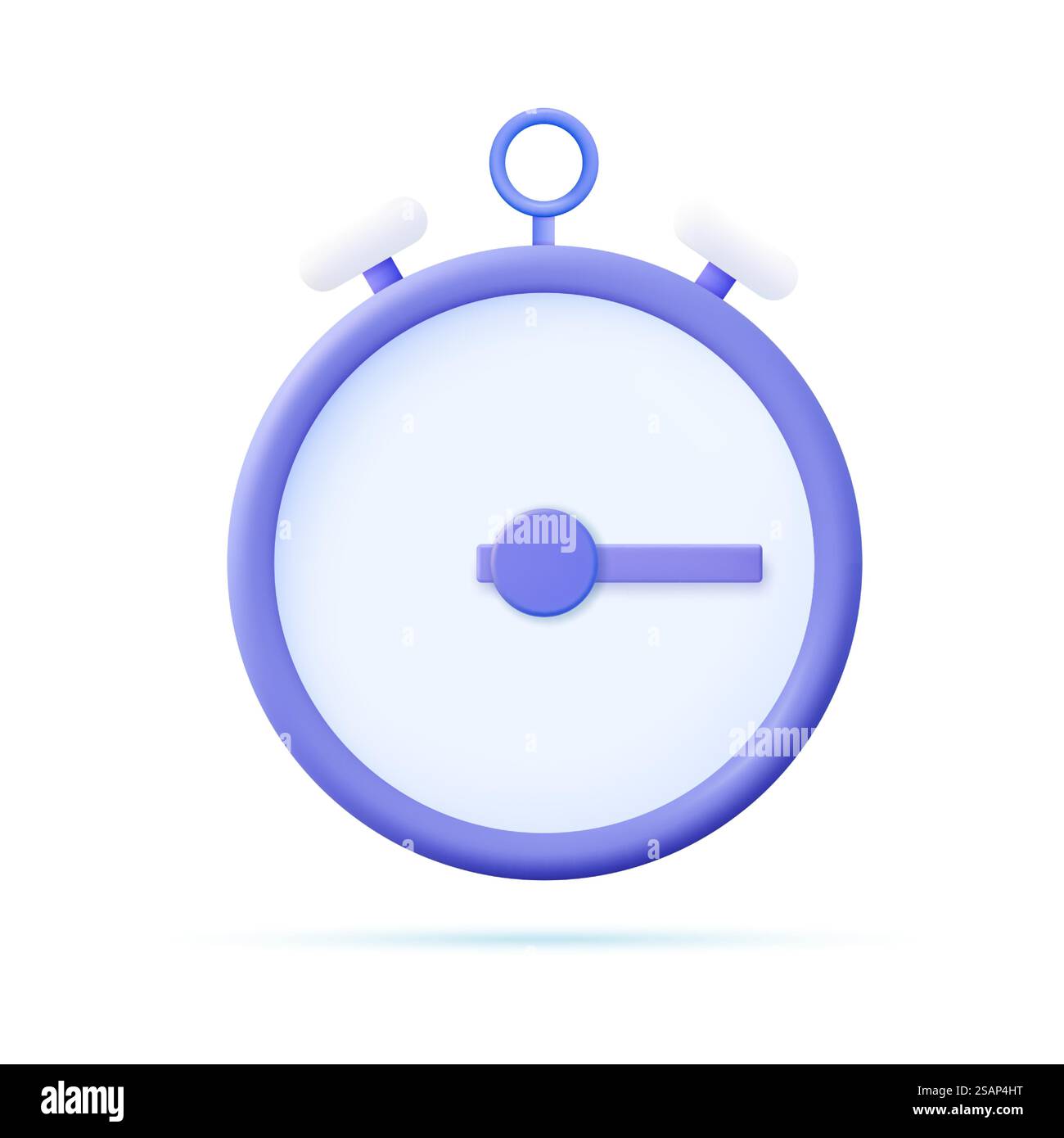 3d Round Stopwatch clock icon on white background. Cartoon minimal ...