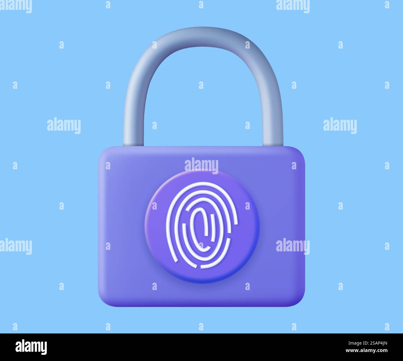 3d biometric fingerprint password with padlock icon. Touch ID. 3d rendering. Vector illustration ...