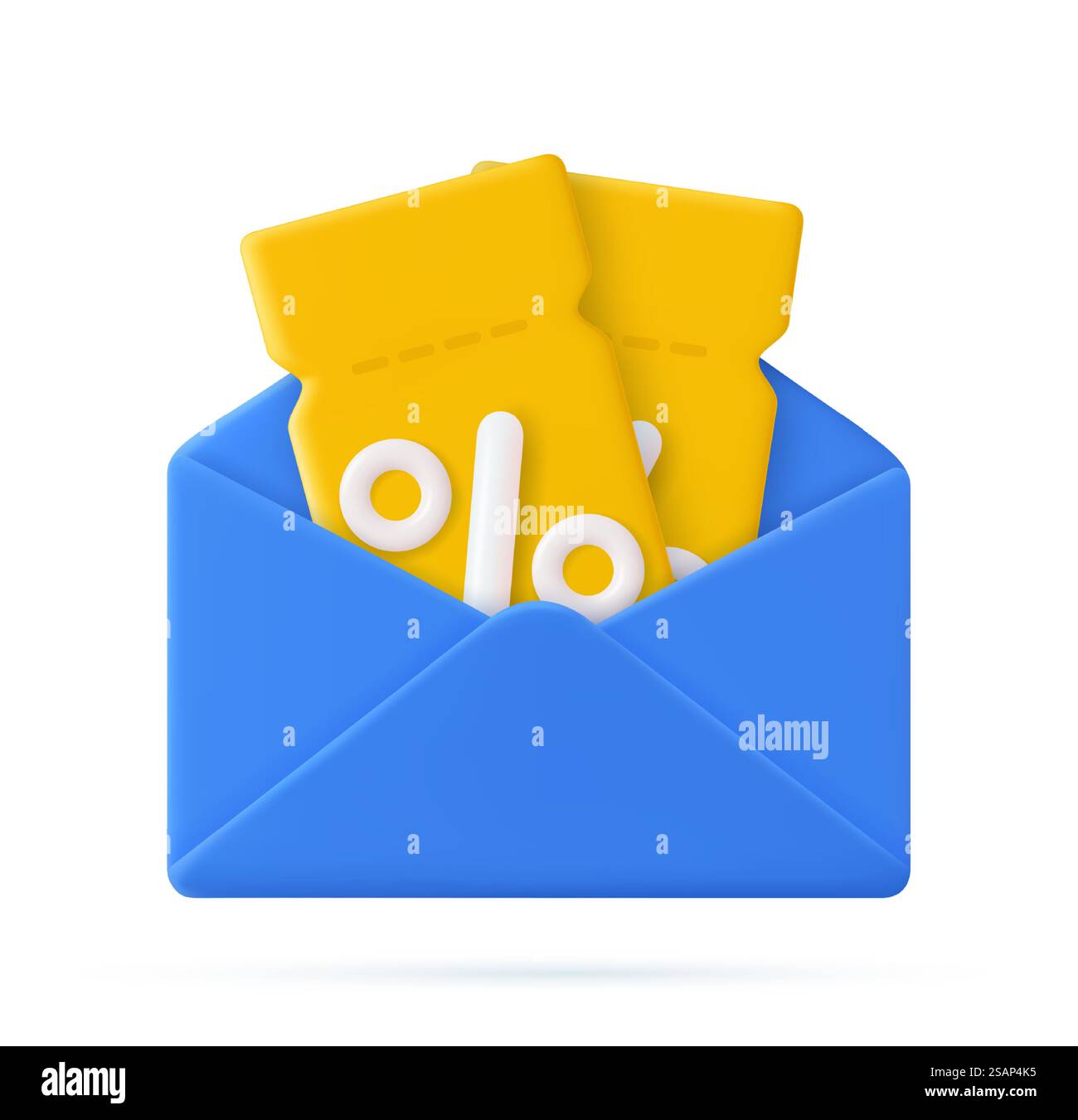 3d Render open mail Envelope with empty coupons with percentage sign ...