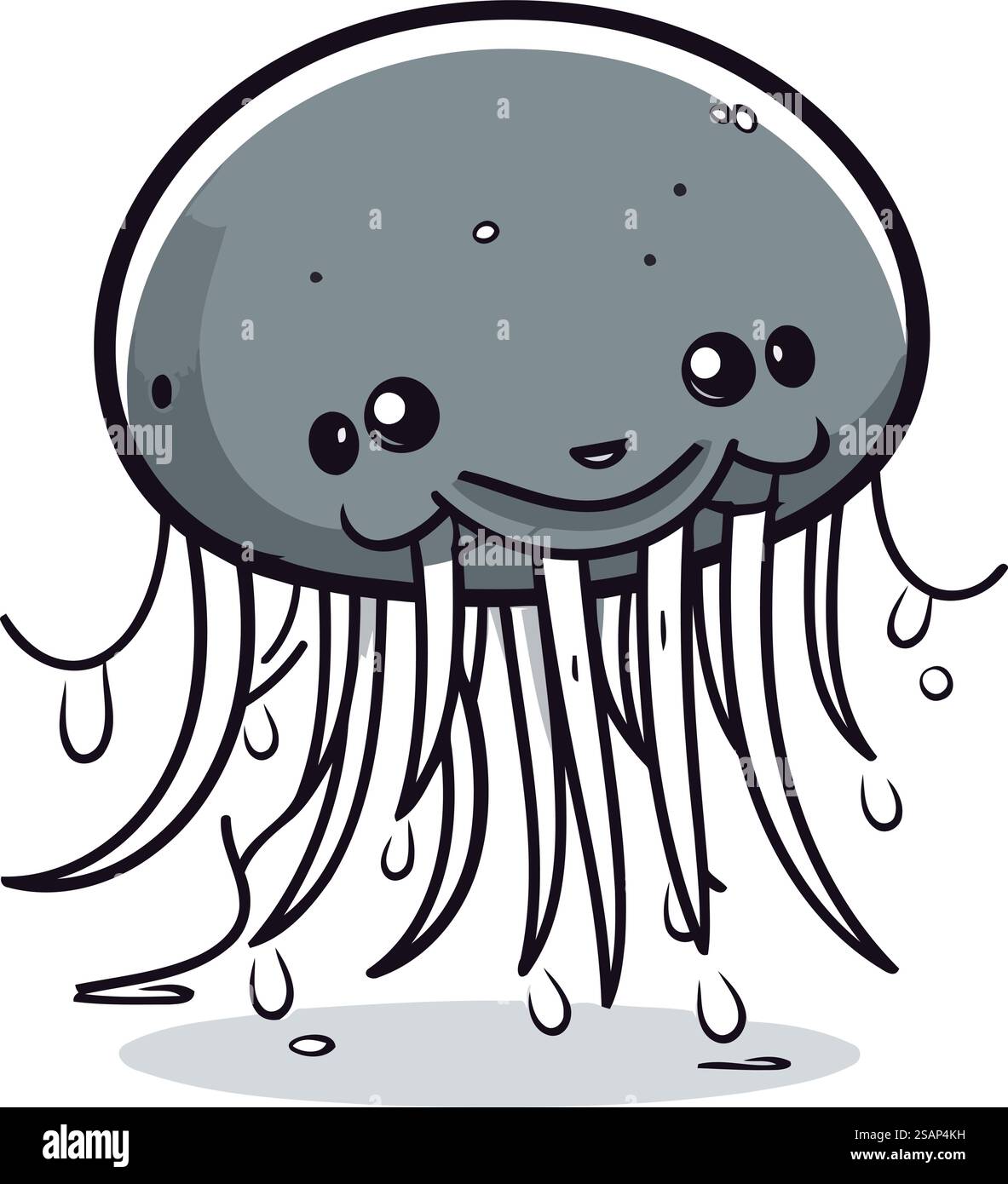Jellyfish cartoon character. Vector illustration of a cute jellyfish ...