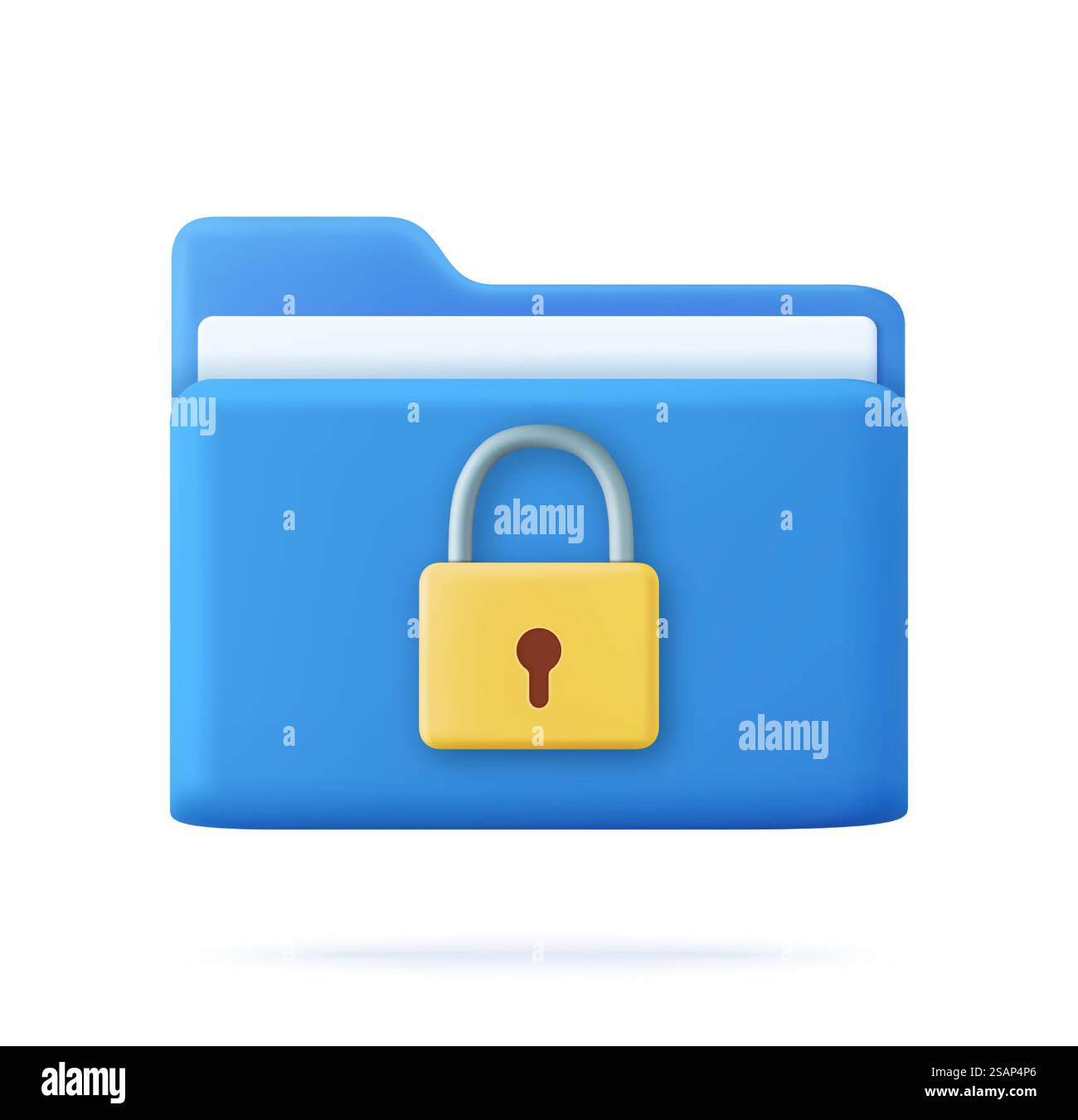 3d Folder With Lock Personal Data Security Concept Protected Information File Management
