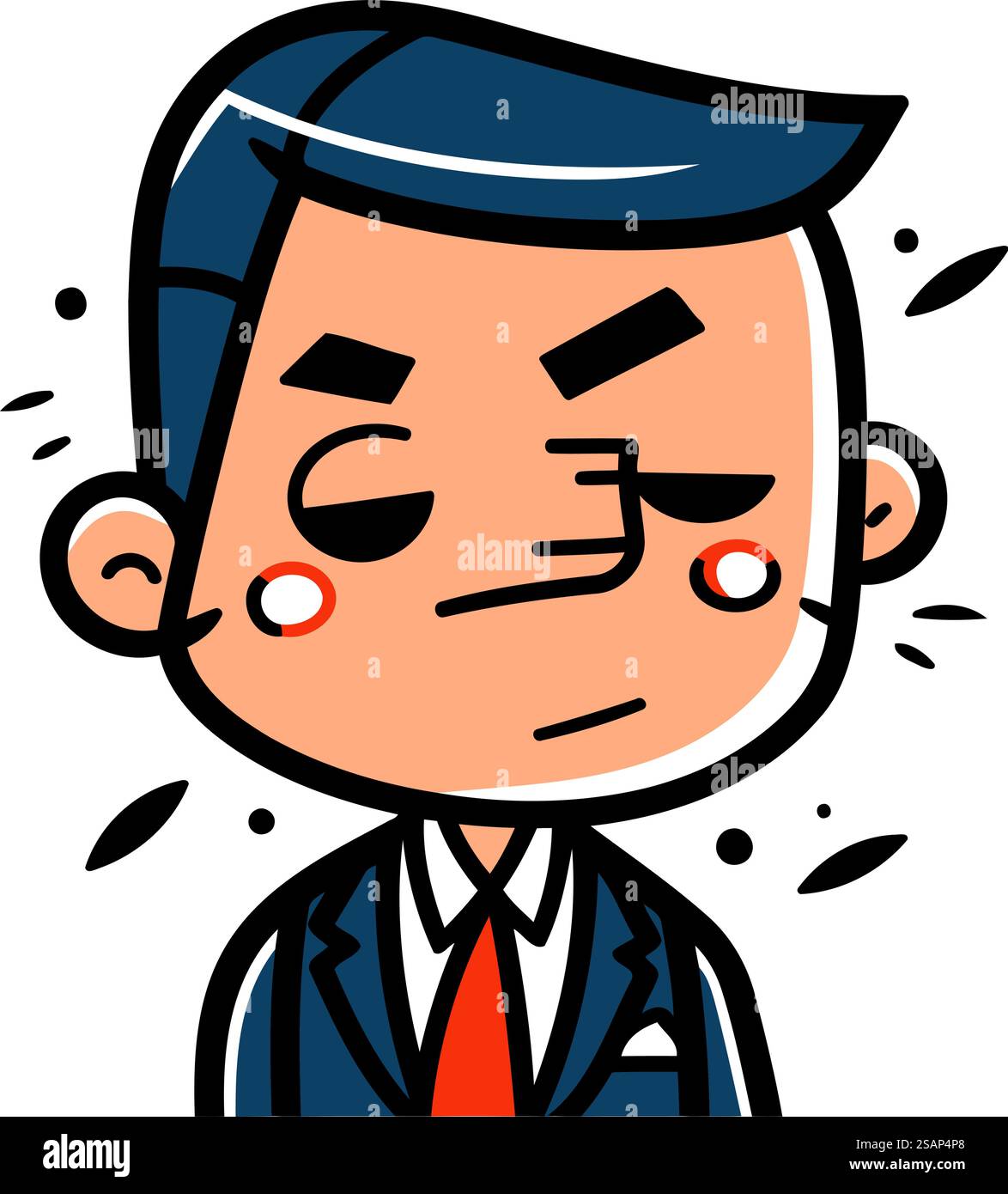 Angry businessman cartoon character vector illustration. Stressed ...