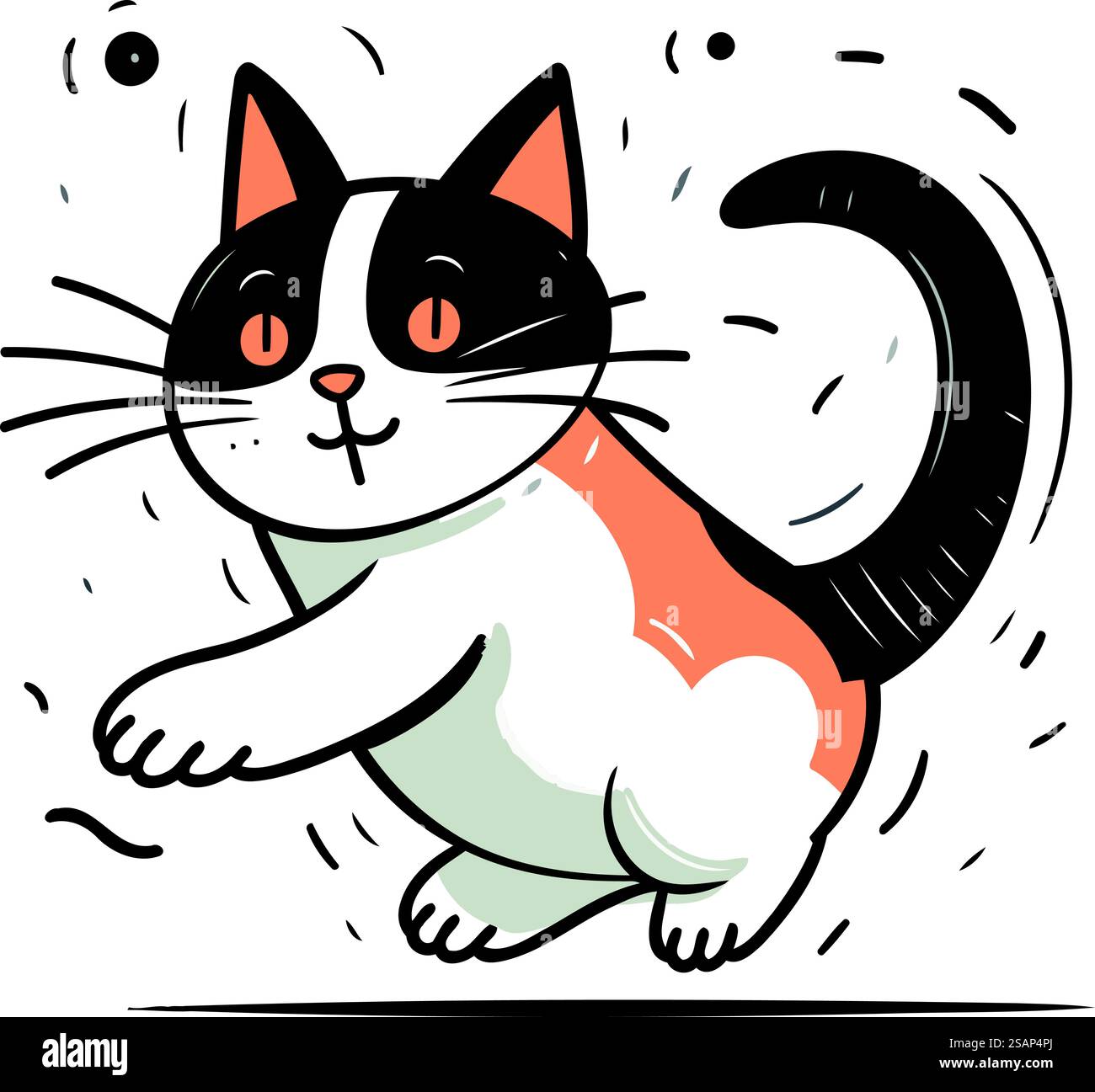 Cute cartoon cat running. Vector illustration. Isolated on white ...