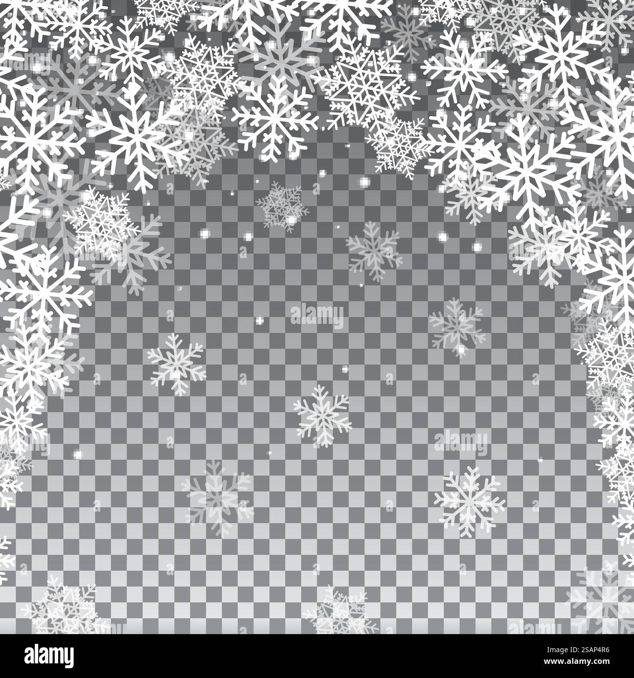 Falling Shining Snowflakes and Snow on Transparent Background ...