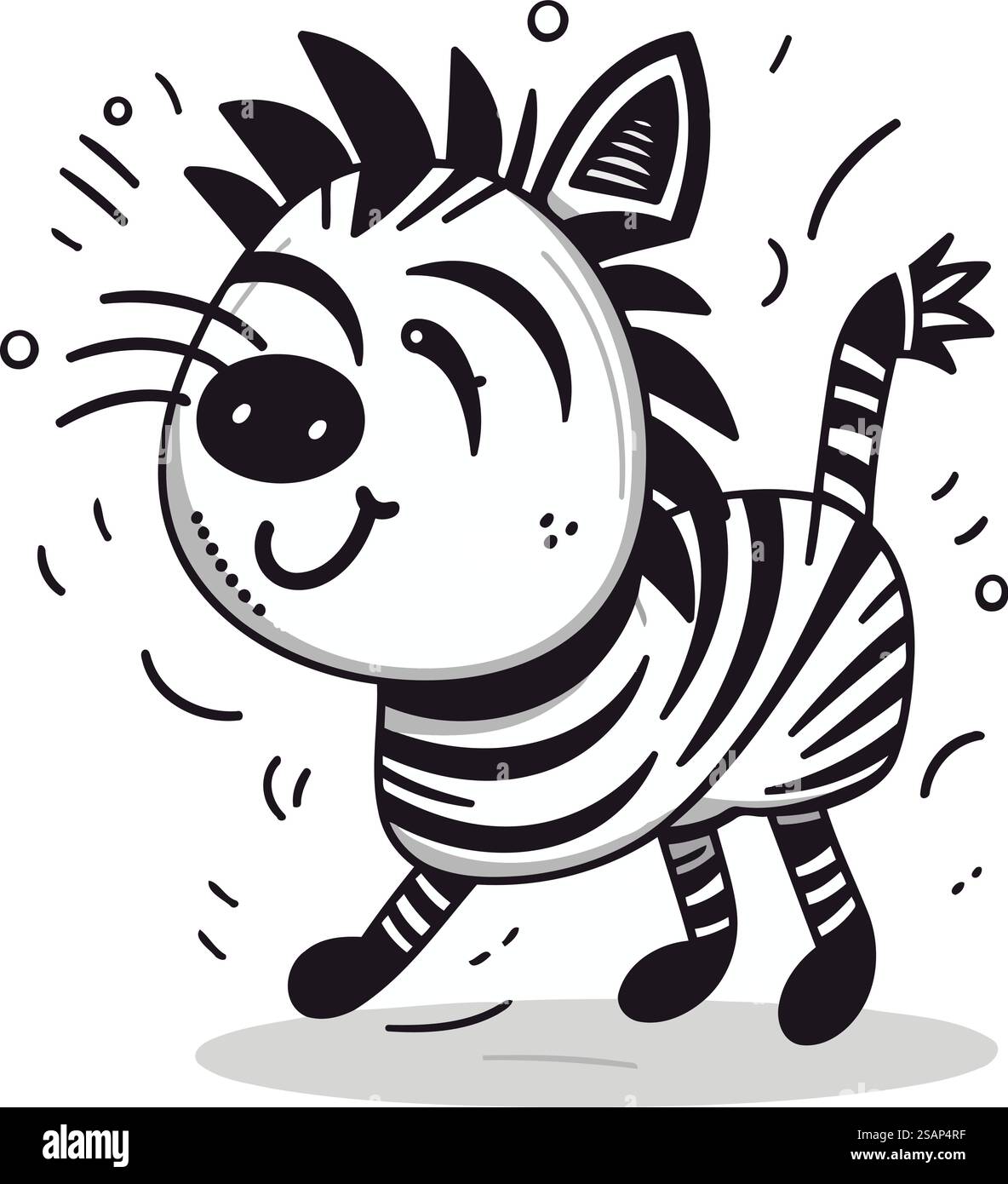 Cute kawaii zebra cartoon character. Vector illustration Stock Vector ...