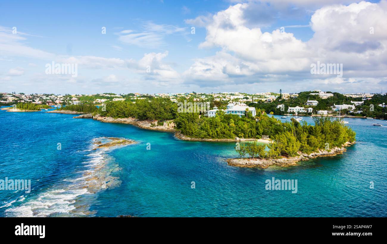 View from cruise ship approaching the port of Hamilton, Bermuda Stock ...