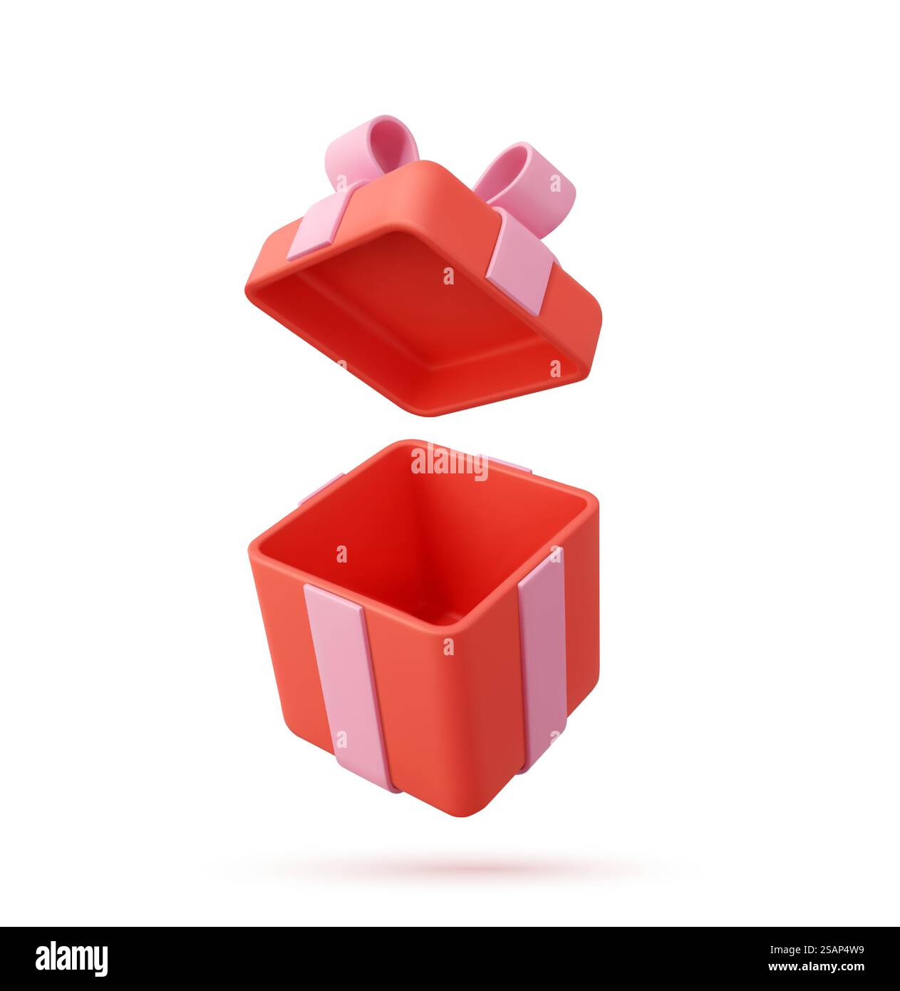 3d render open gifts box isolated on white background. Holiday decoration presents. Festive gift ...