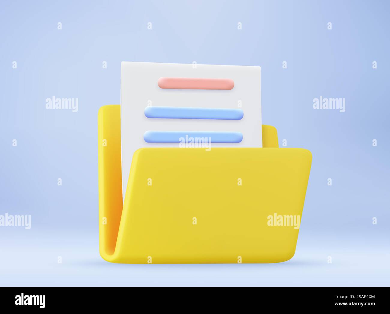 yellow portfolio folder 3d icon. Information plastic file with ...