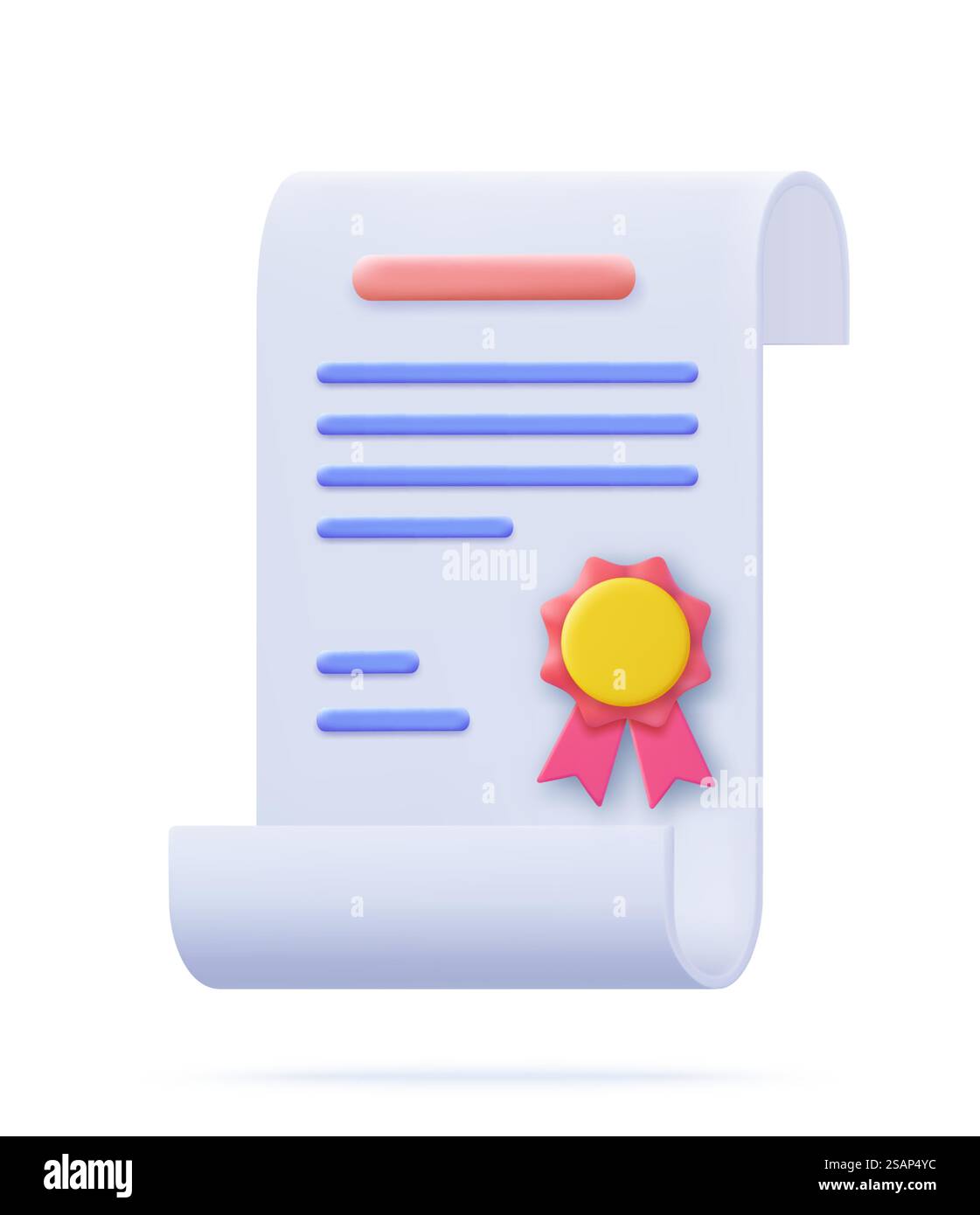 3d Achievement, award, grant, diploma concepts. certificate icon with ...
