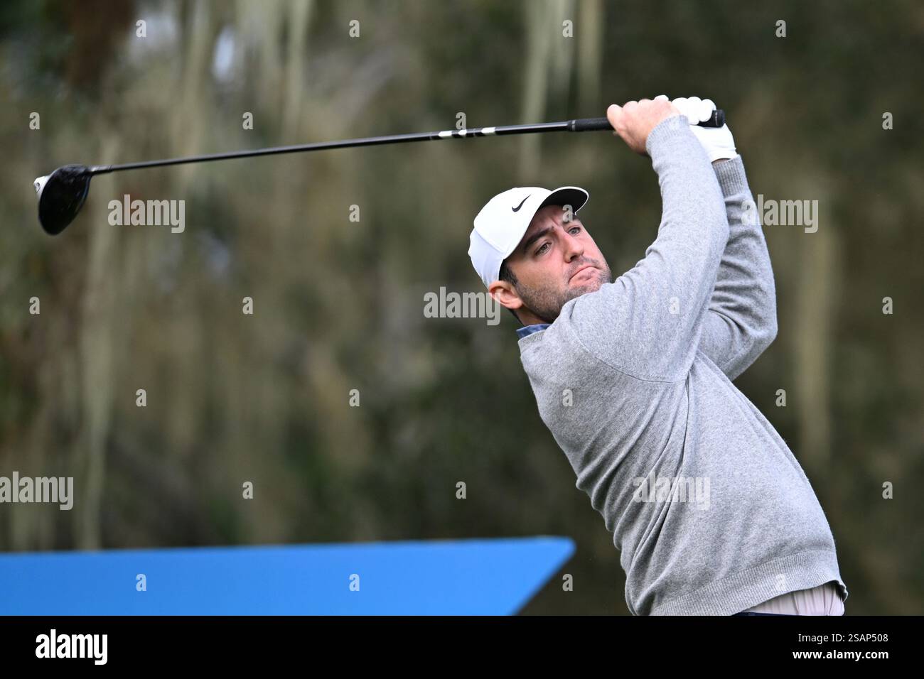 Scottie Scheffler tees off on the 12th hole at Spyglass Hill Golf ...
